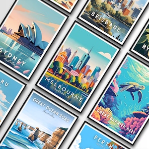 Australia Travel Poster Set, Australia Wall Art Set, Australia Poster ...