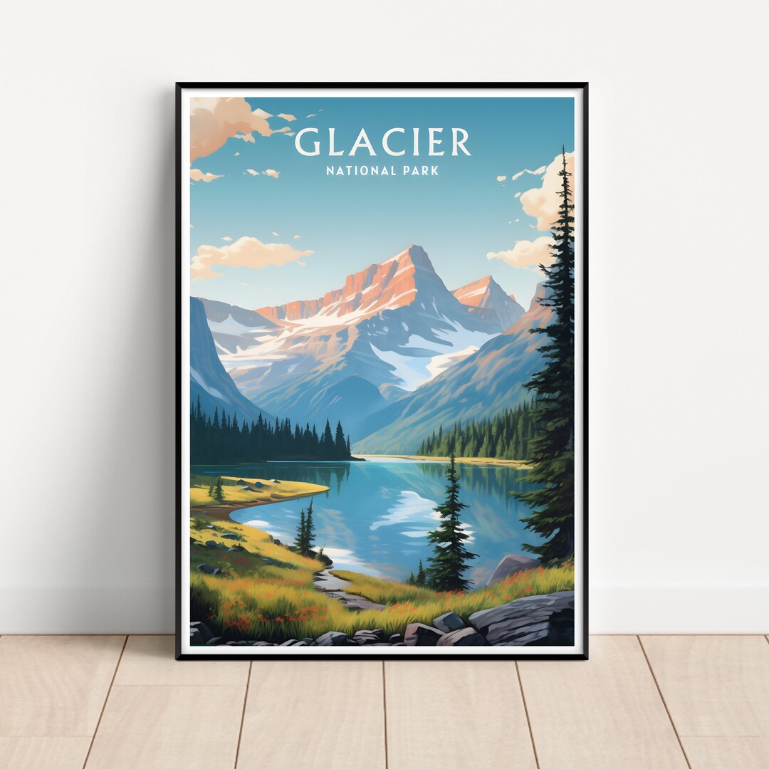 Glacier National Park Travel Poster, Glacier National Park Wall Art ...