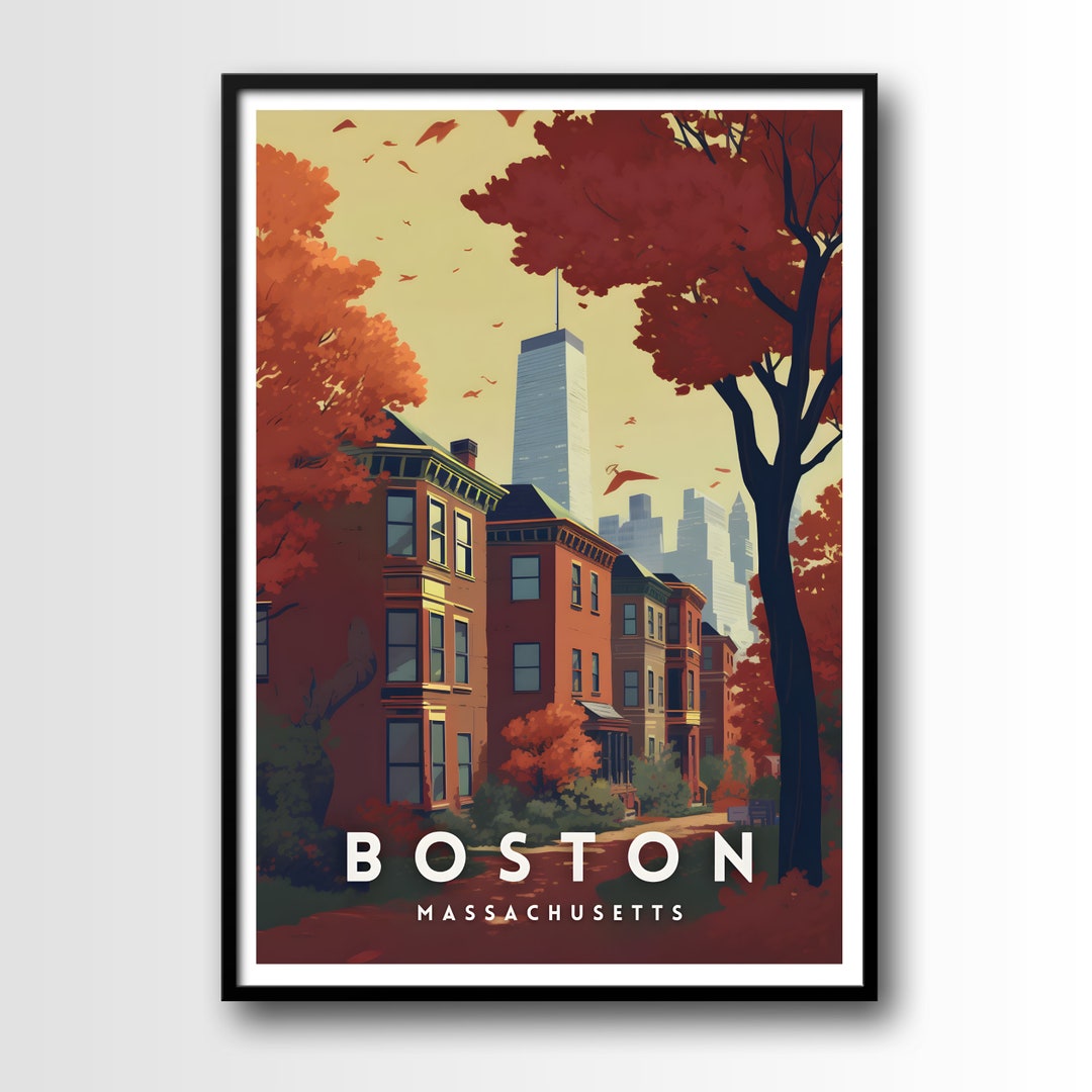 Boston Travel Poster, Boston Wall Art Print, Boston Travel Art Poster ...