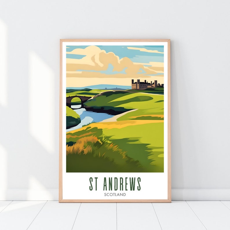 St Andrews Travel Poster, St Andrews Wall Art, St Andrews Travel Art ...