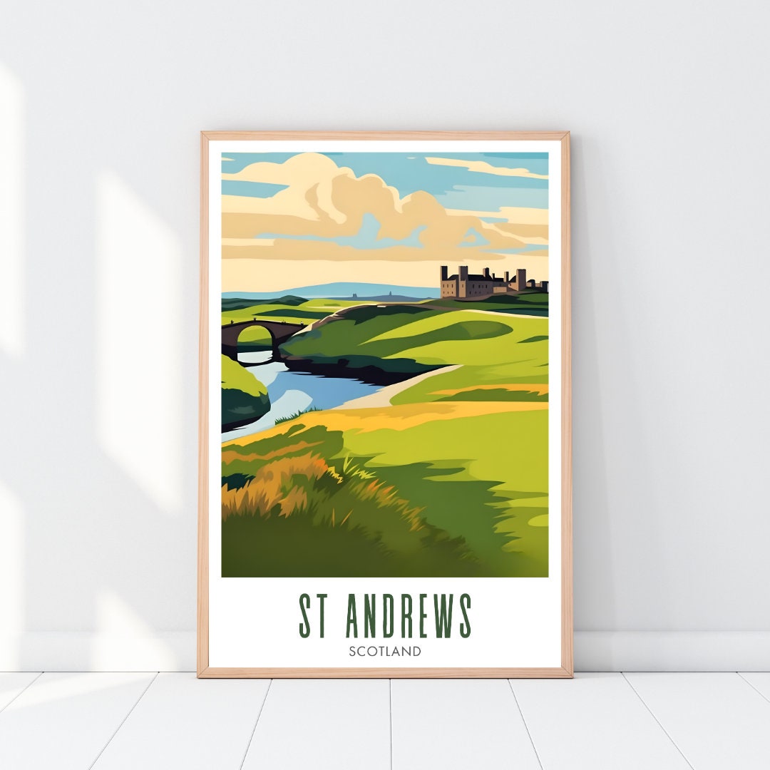 St Andrews Travel Poster, St Andrews Wall Art, St Andrews Travel Art ...