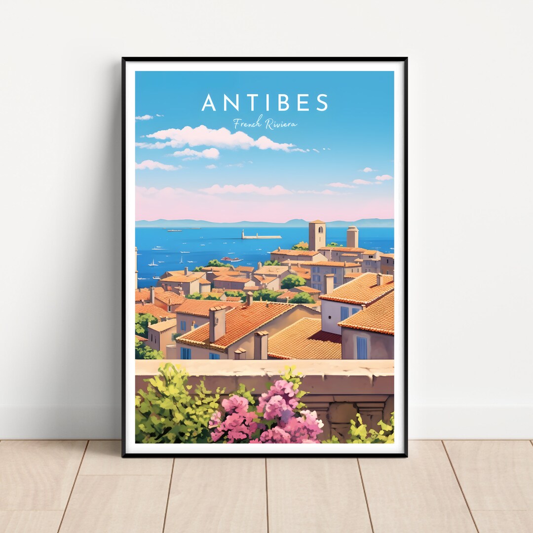 Antibes Travel Poster, Antibes Wall Art, Digital Download, Antibes Print, Antibes Gift, South of ...