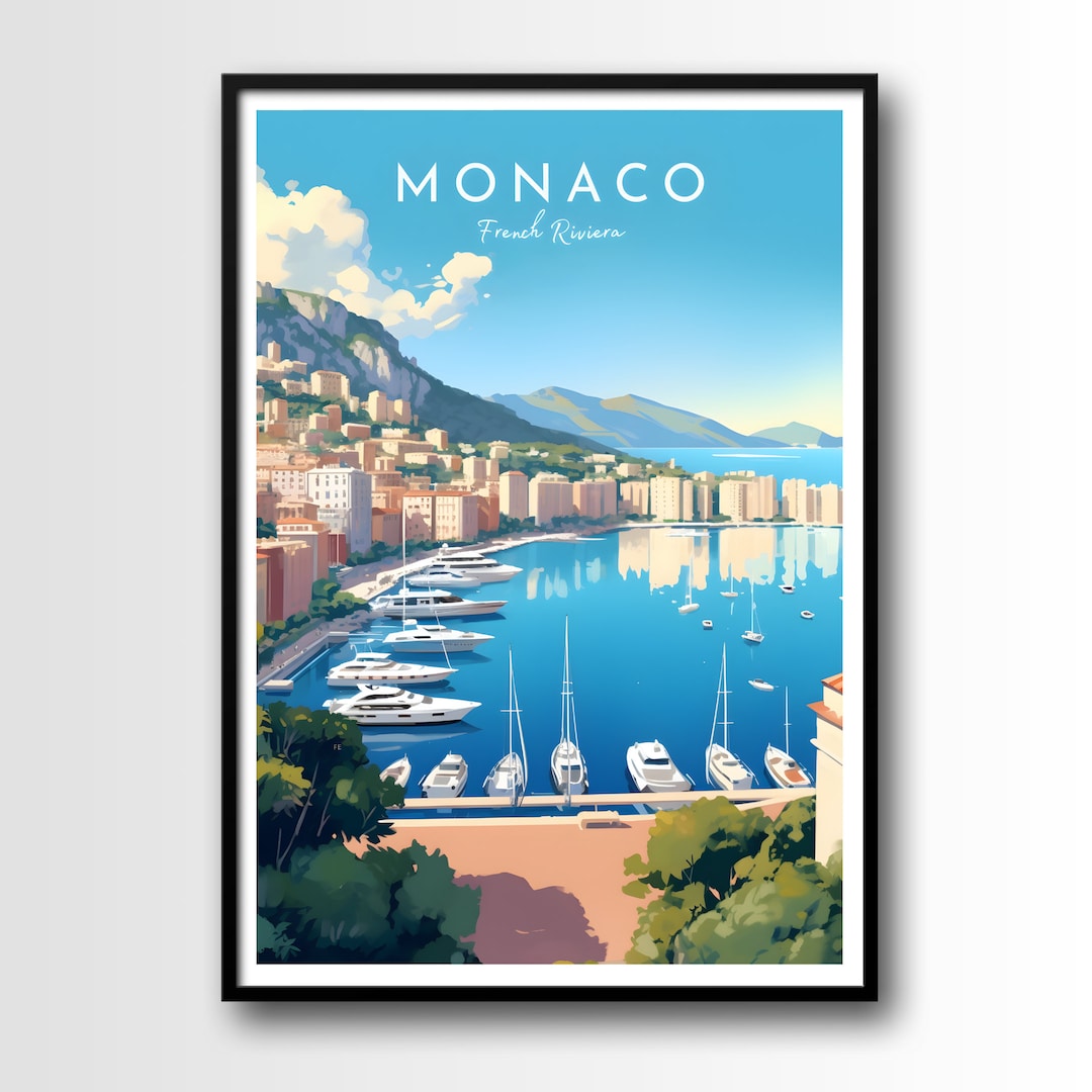 Monaco Travel Poster, Monaco Wall Art Print, Monaco Travel Art Poster ...