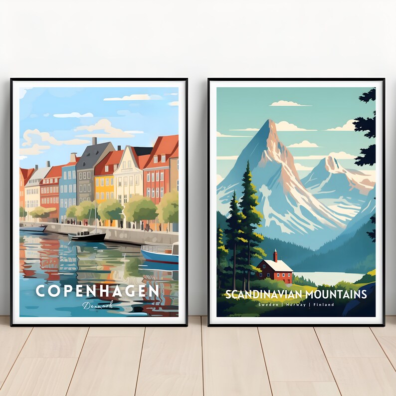 Scandinavia Poster Set of 6, Scandinavia Print Set, Scandinavia Wall ...