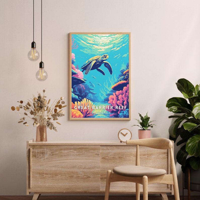 Great Barrier Reef Travel Poster, Great Barrier Reef Wall Art Print ...
