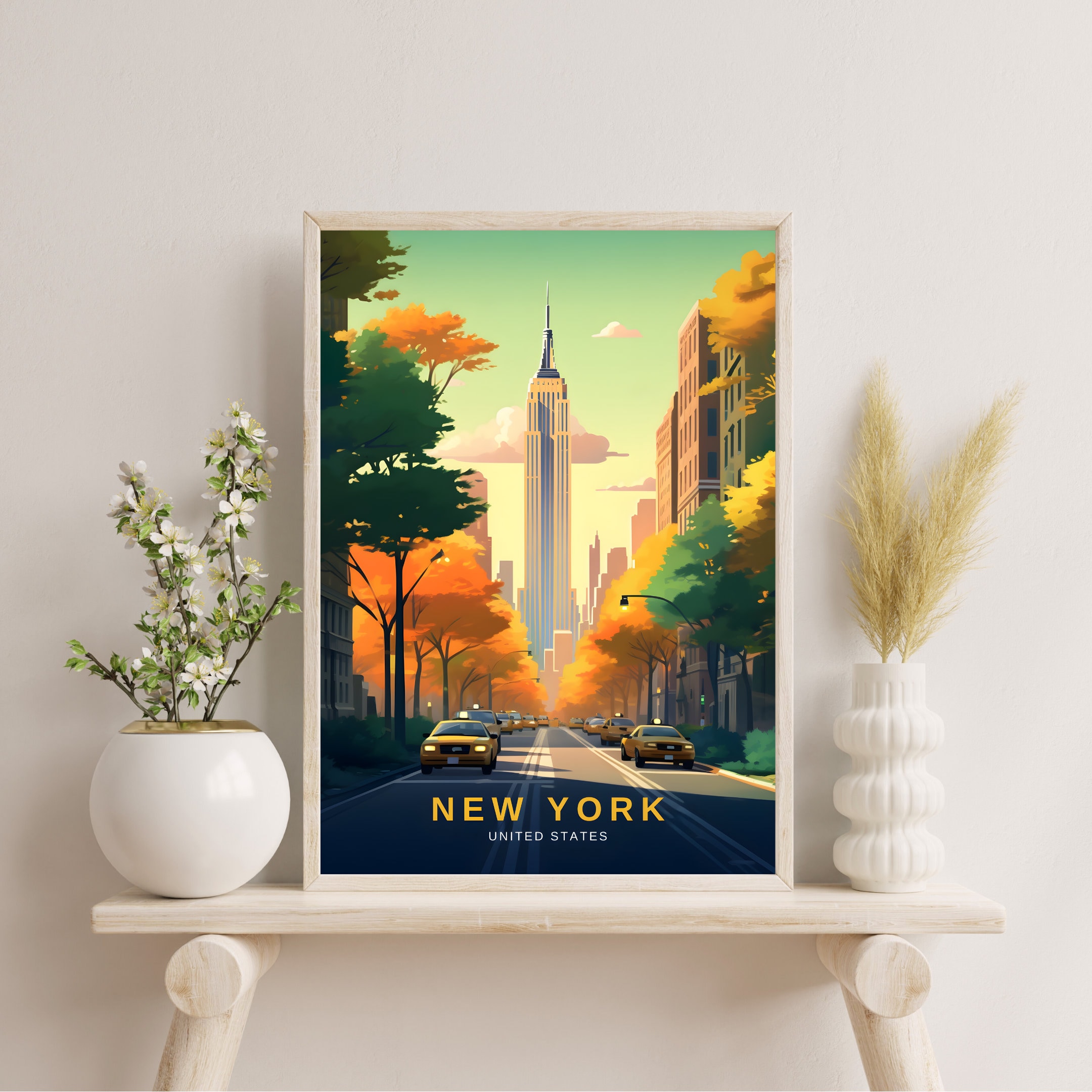 New York Travel Poster, New York Wall Art Print, New York Travel Art Poster, Digital Download ...