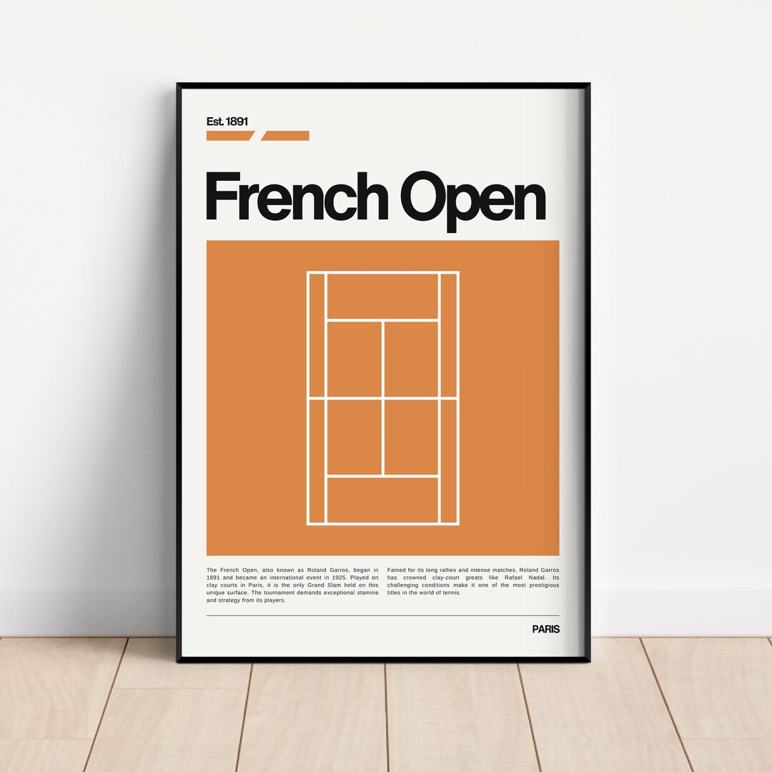 French Open Poster, Tennis Grand Slam Poster, Tennis Print, French Open ...