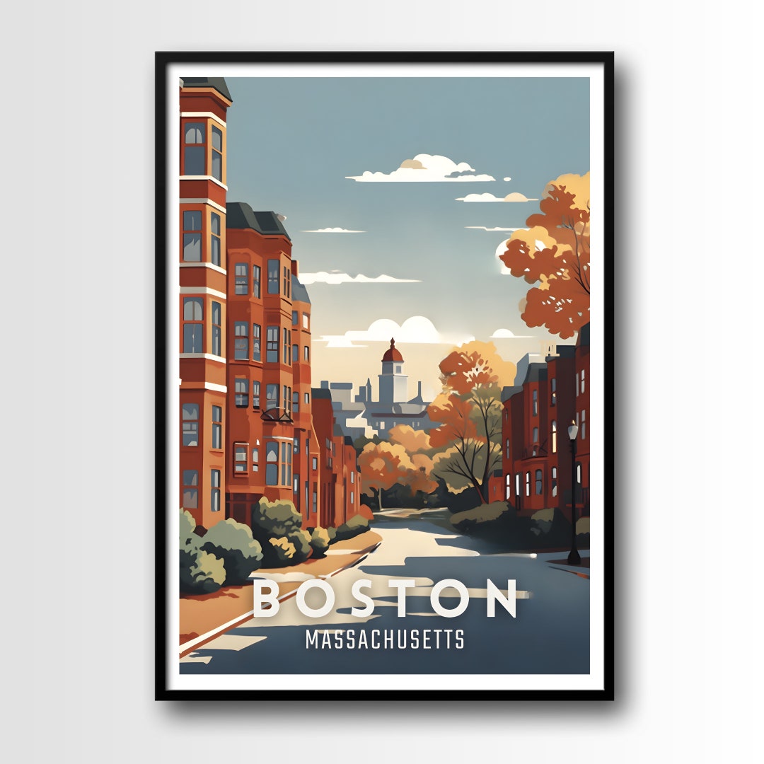 Boston Travel Poster, Boston Wall Art Print, Boston Travel Art Poster ...