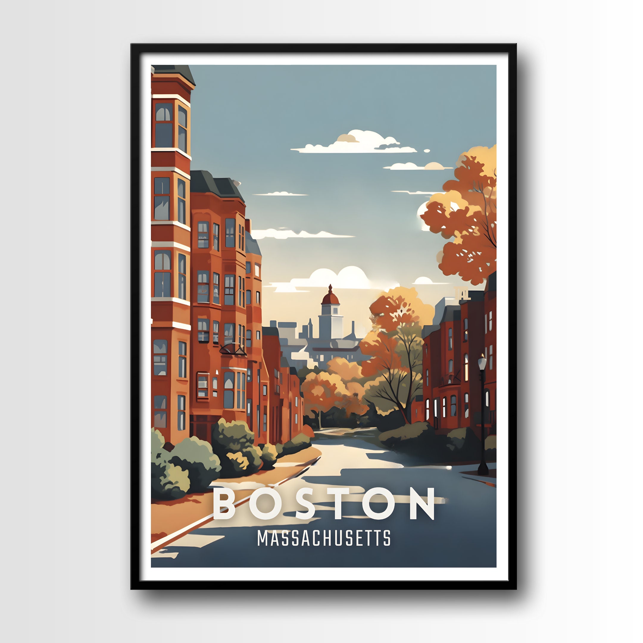 Boston Travel Poster, Boston Wall Art Print, Boston Travel Art Poster ...