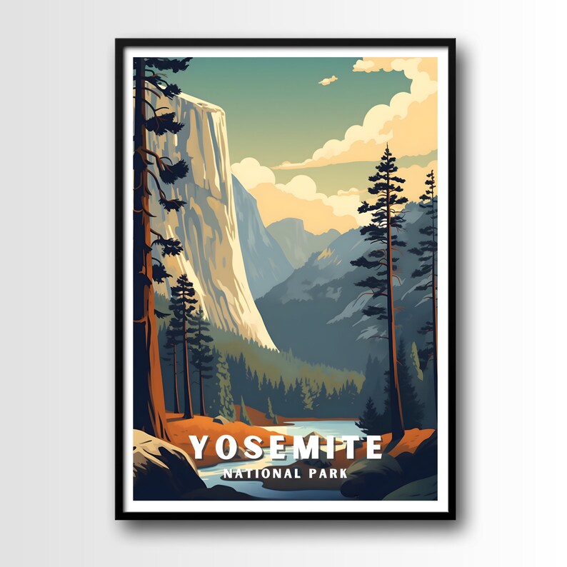 Yosemite National Park Travel Poster, Yosemite Wall Art Print, Yosemite ...