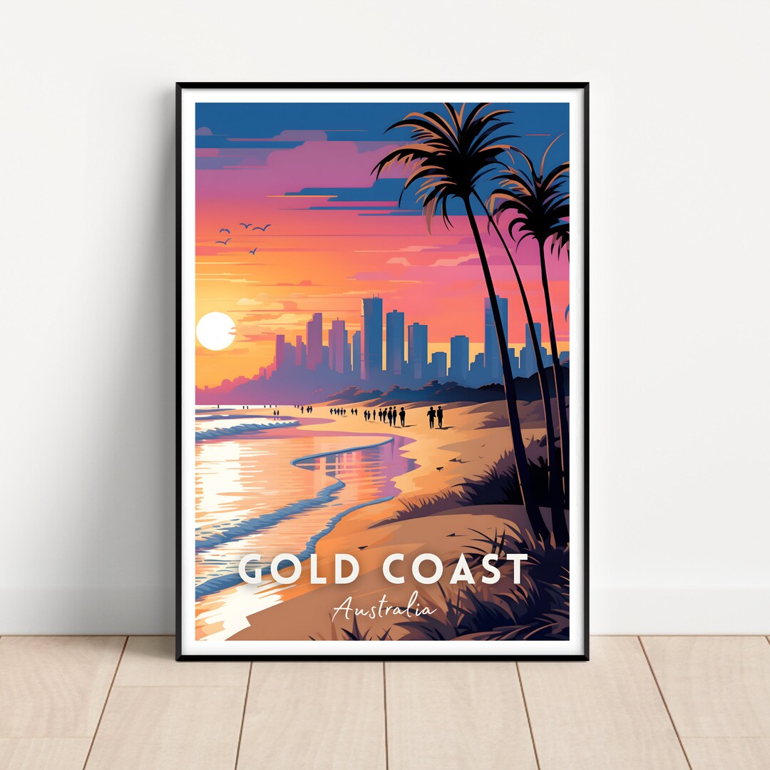 Gold Coast Australia Travel Poster, Gold Coast Wall Art, Gold Coast ...