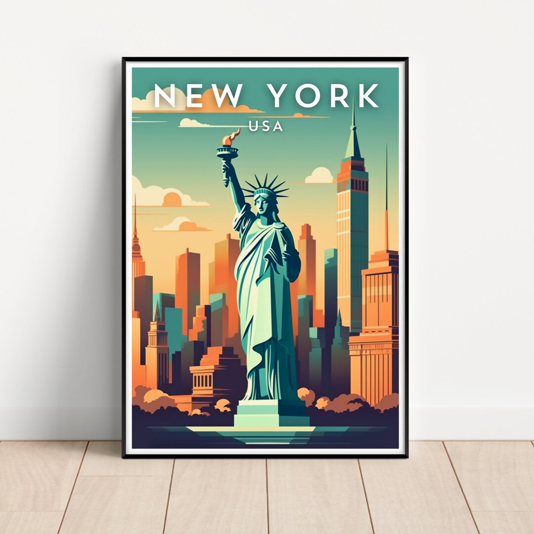New York Travel Poster, New York Wall Art Print, New York Travel Art ...