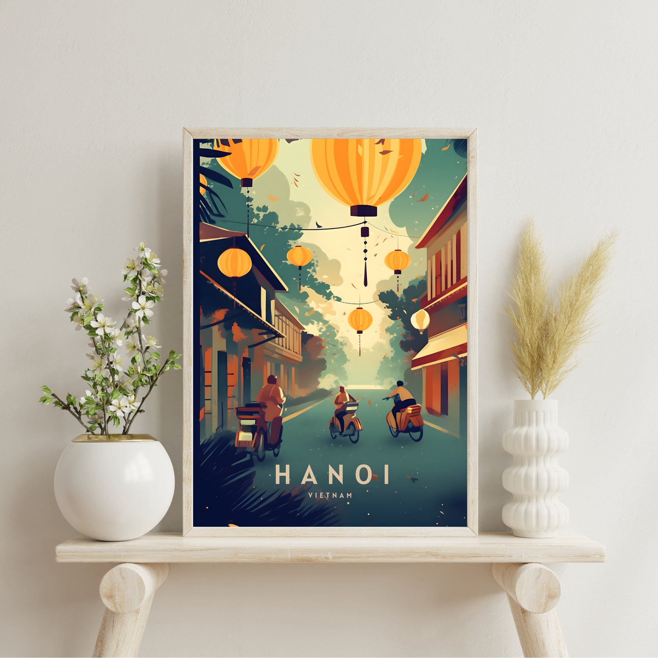 Hanoi Travel Poster, Hanoi Wall Art Print, Hanoi Travel Art, Digital ...