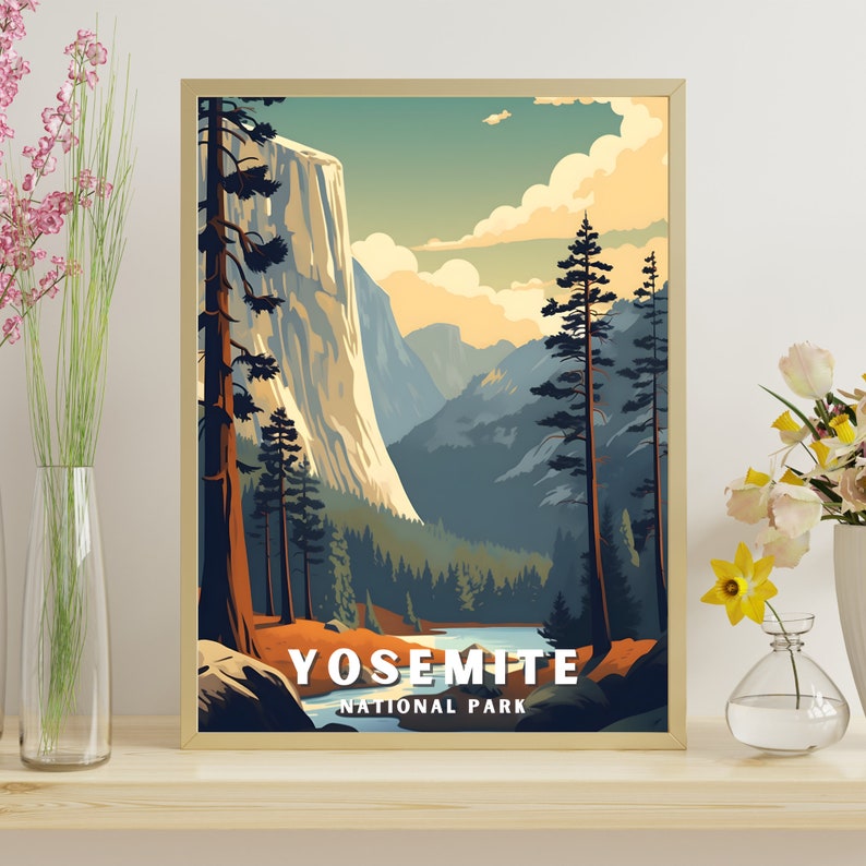 Yosemite National Park Travel Poster, Yosemite Wall Art Print, Yosemite ...