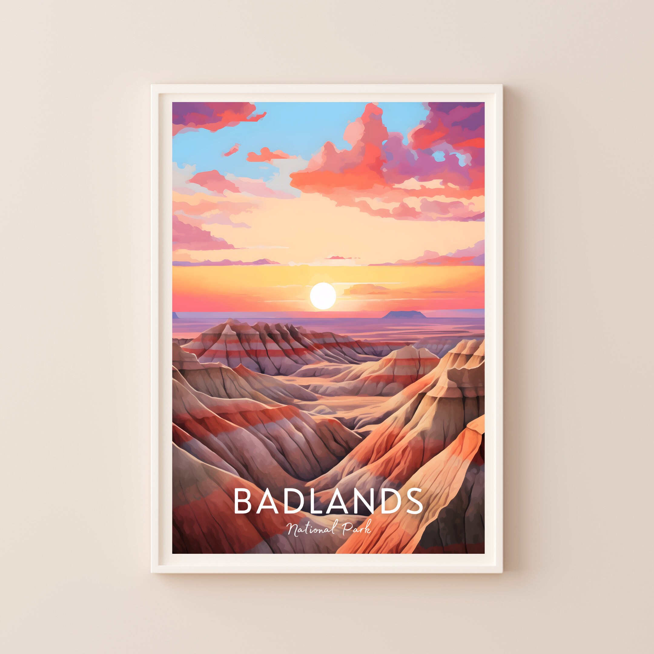 Badlands National Park Poster, Badlands National Park Print, Badlands ...
