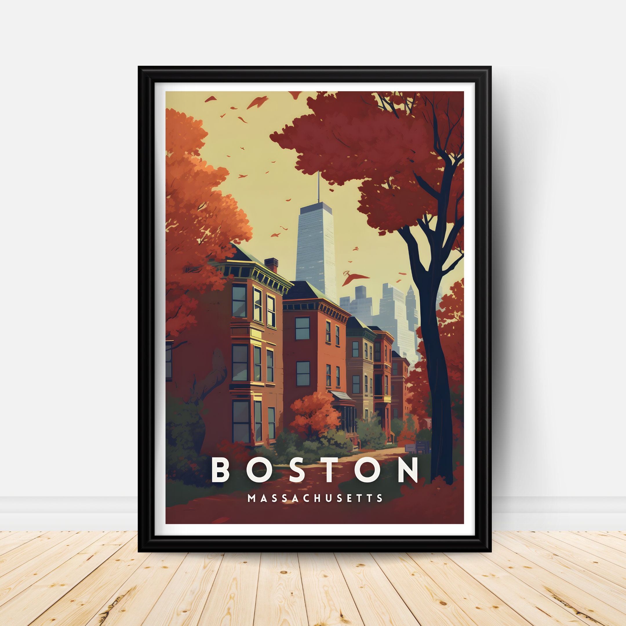 Boston Travel Poster, Boston Wall Art Print, Boston Travel Art Poster ...