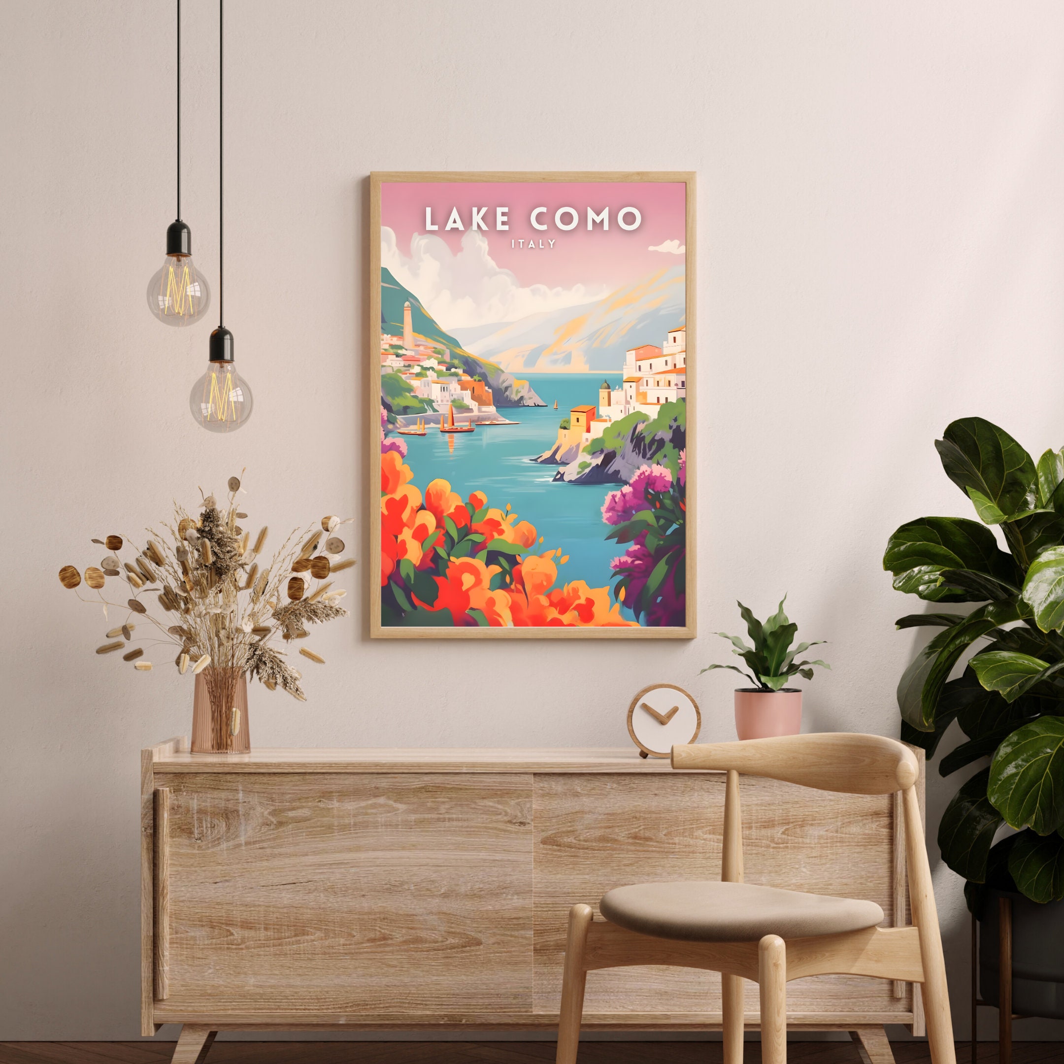 Lake Como Travel Poster Lake Como Wall Art Print Digital - Etsy