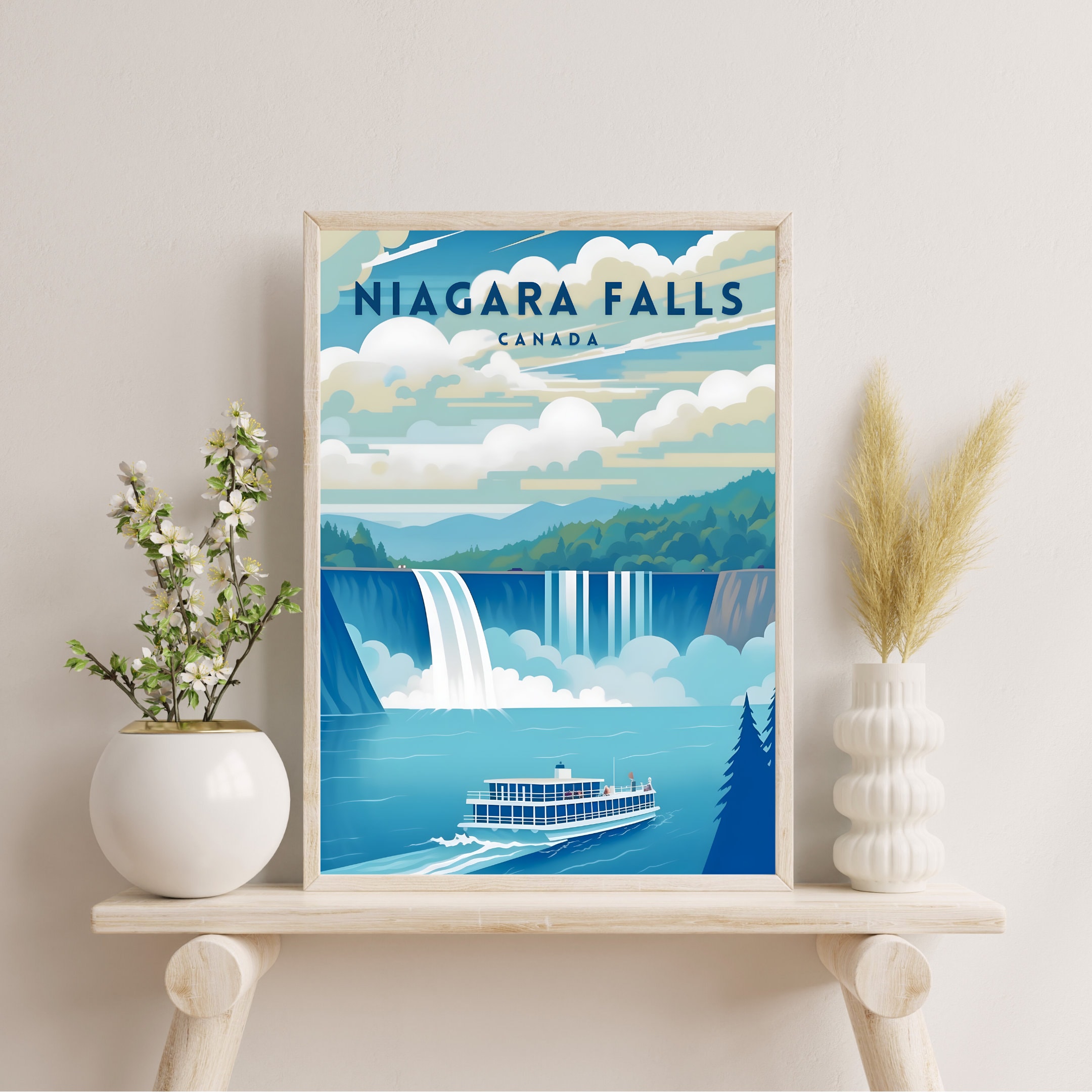 Niagara Falls Travel Poster, Niagara Falls Wall Art Print, Niagara ...
