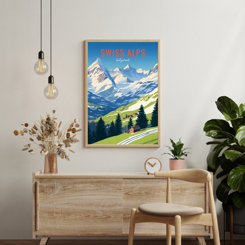 Swiss Alps Travel Poster, Swiss Alps Wall Art, Swiss Alps Print ...