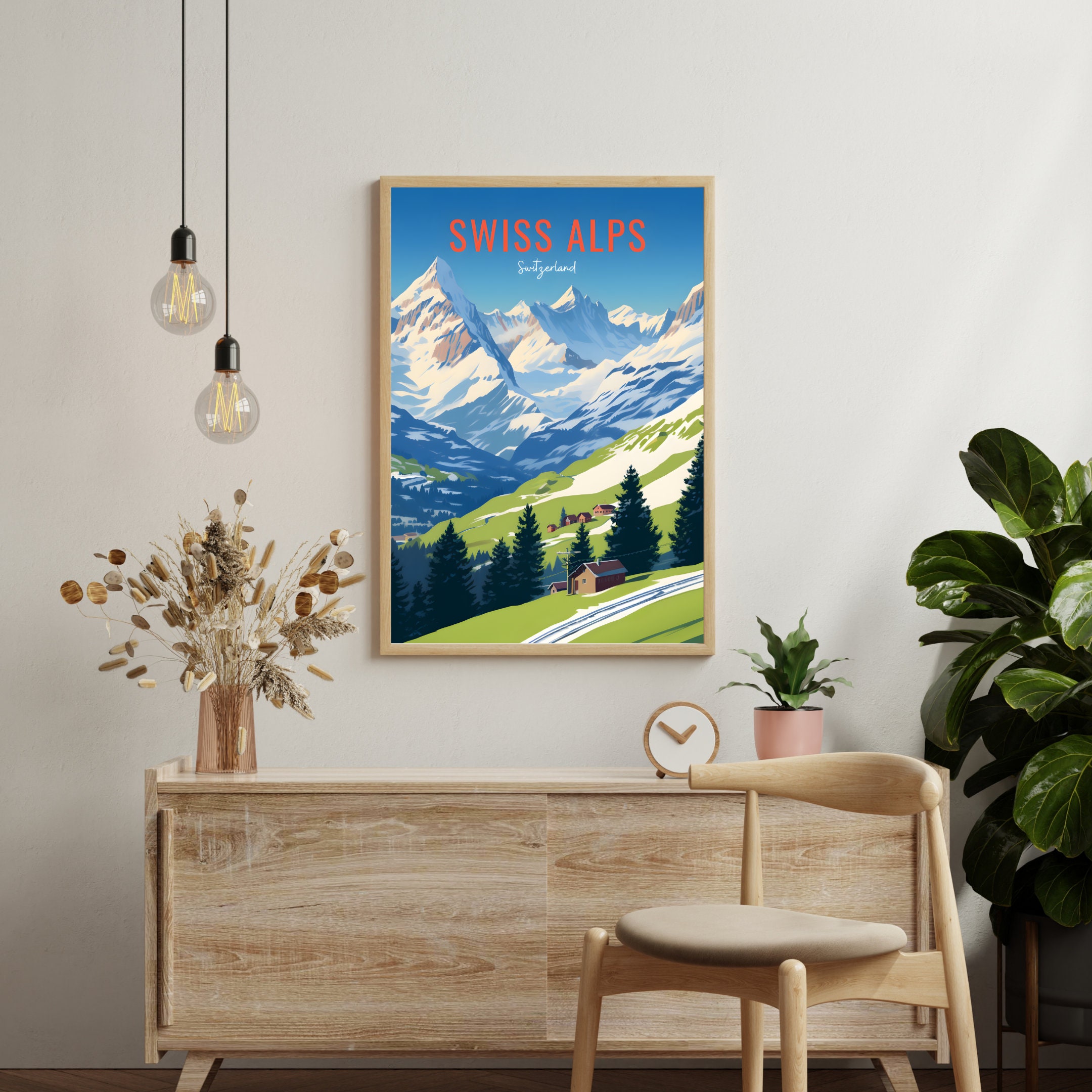 Swiss Alps Travel Poster, Swiss Alps Wall Art, Swiss Alps Print ...