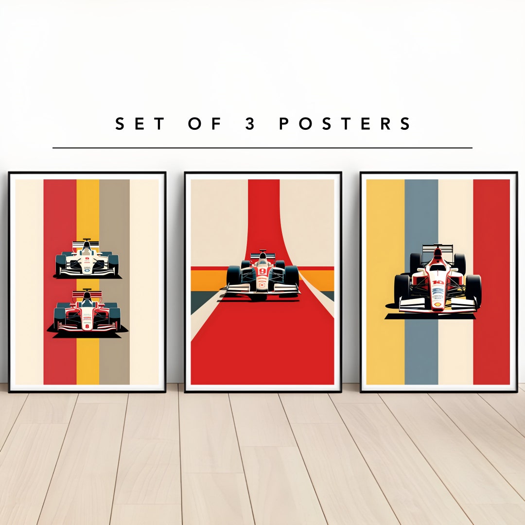 F1 Poster Set of 3, Formula 1 Wall Art, F1 Poster, F1 Print, F1 Poster ...
