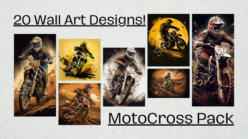 Digital Wall Art Bundle - Motocross Pack - Modern Scenes - Man Cave ...