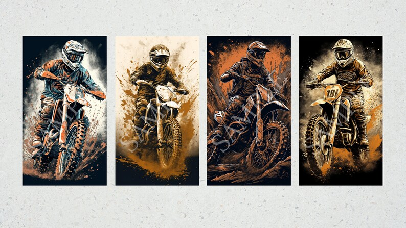 Digital Wall Art Bundle Motocross Pack Modern Scenes Man Cave Prints 20 ...