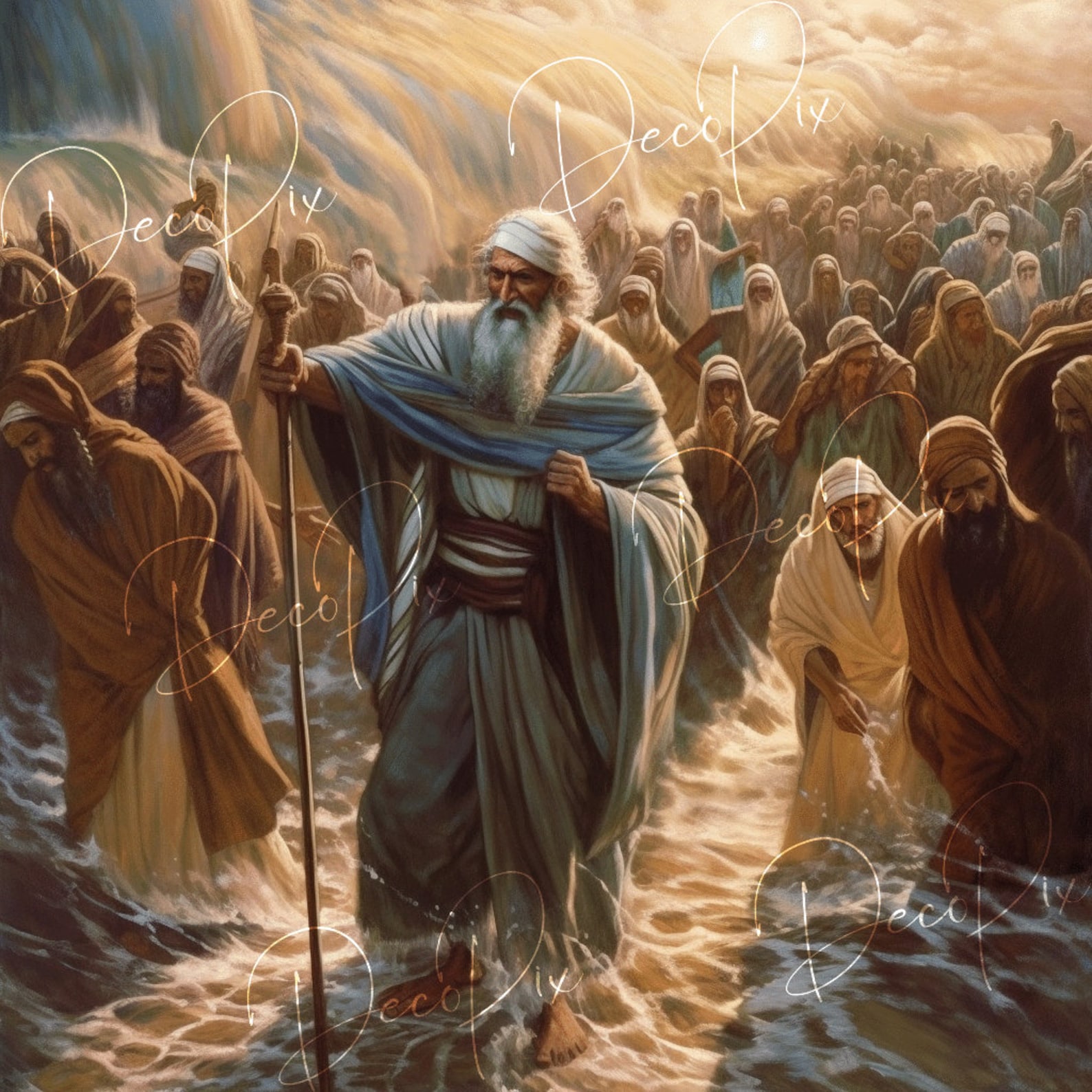 Moses Holding His Staff During the Parting of the Red Sea - Digital ...