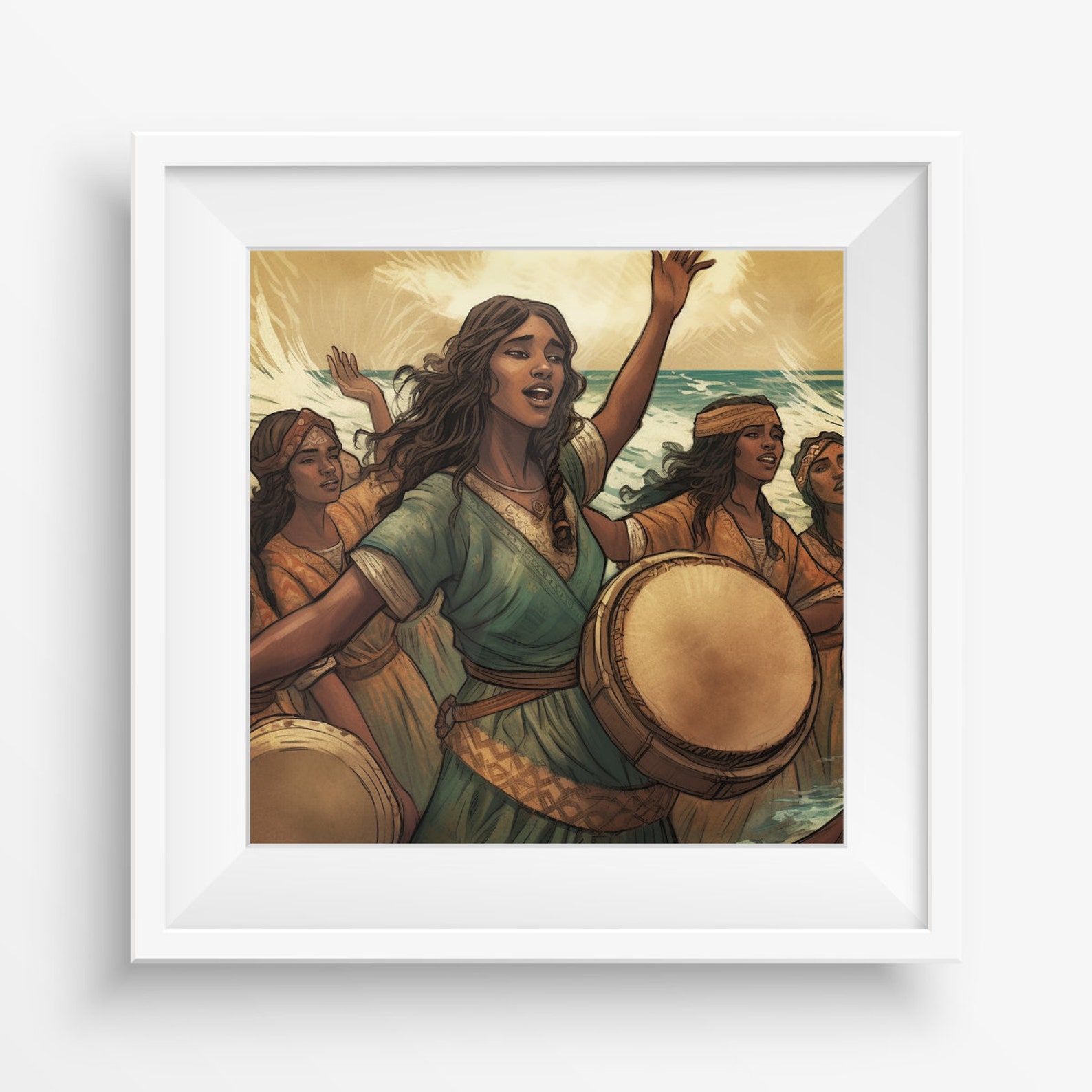 Miriam With Timbrel Dancing - Digital Painting - Etsy