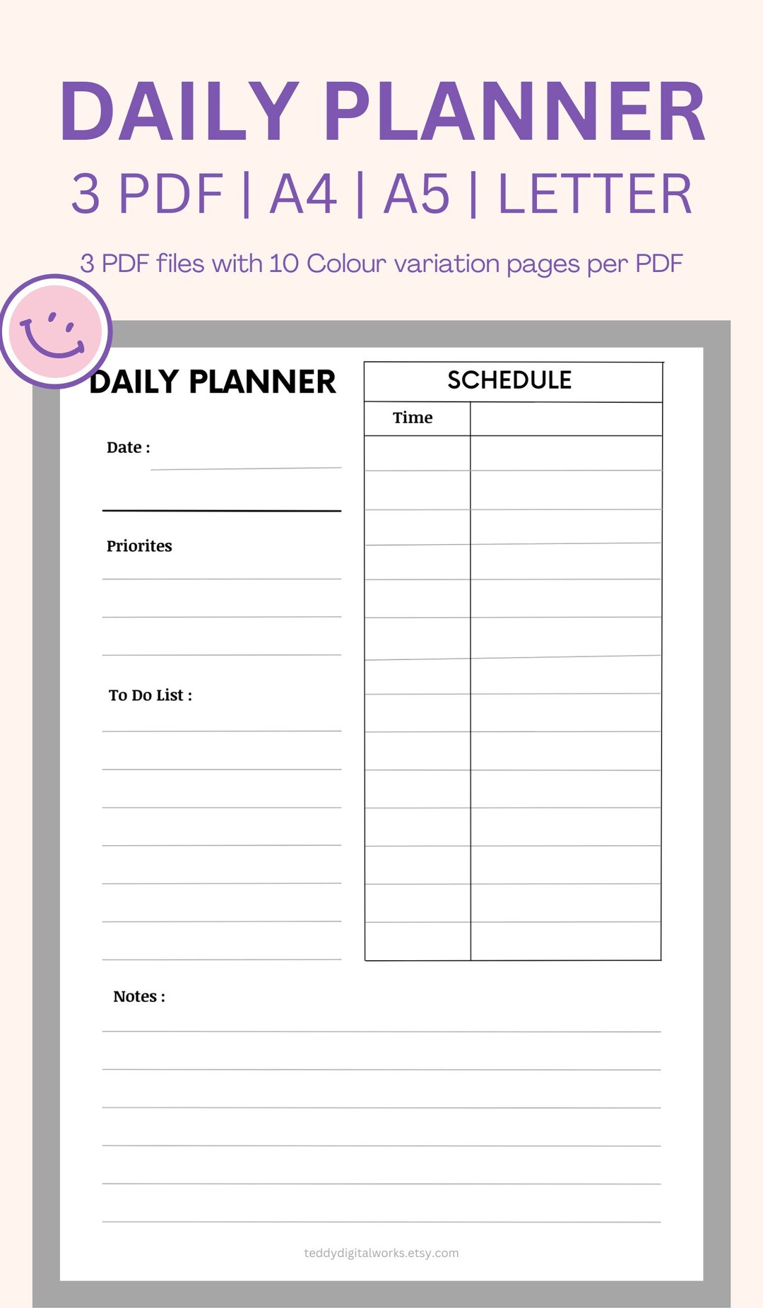 Daily to Do List, Printable to Do List, Study Time Table,hourly Planner ...