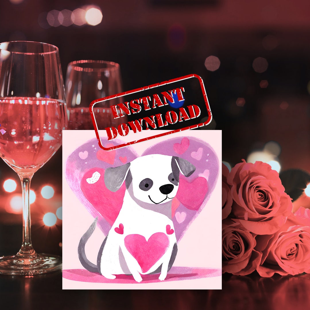 Printable Jack Russell Dog Valentine Card Digital Download for ...