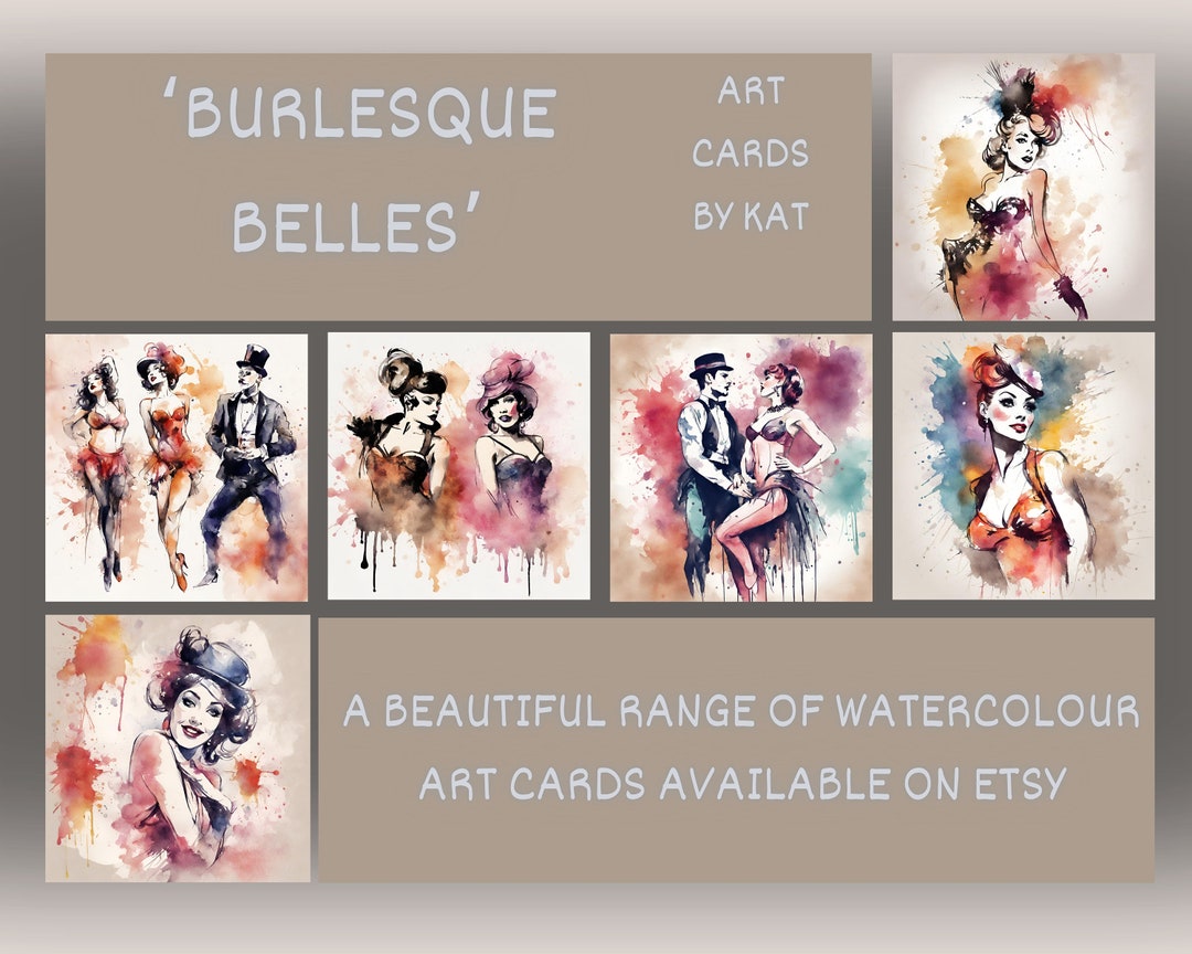 Burlesque Greeting Cards Set Printable Risque Female Dancer - Etsy