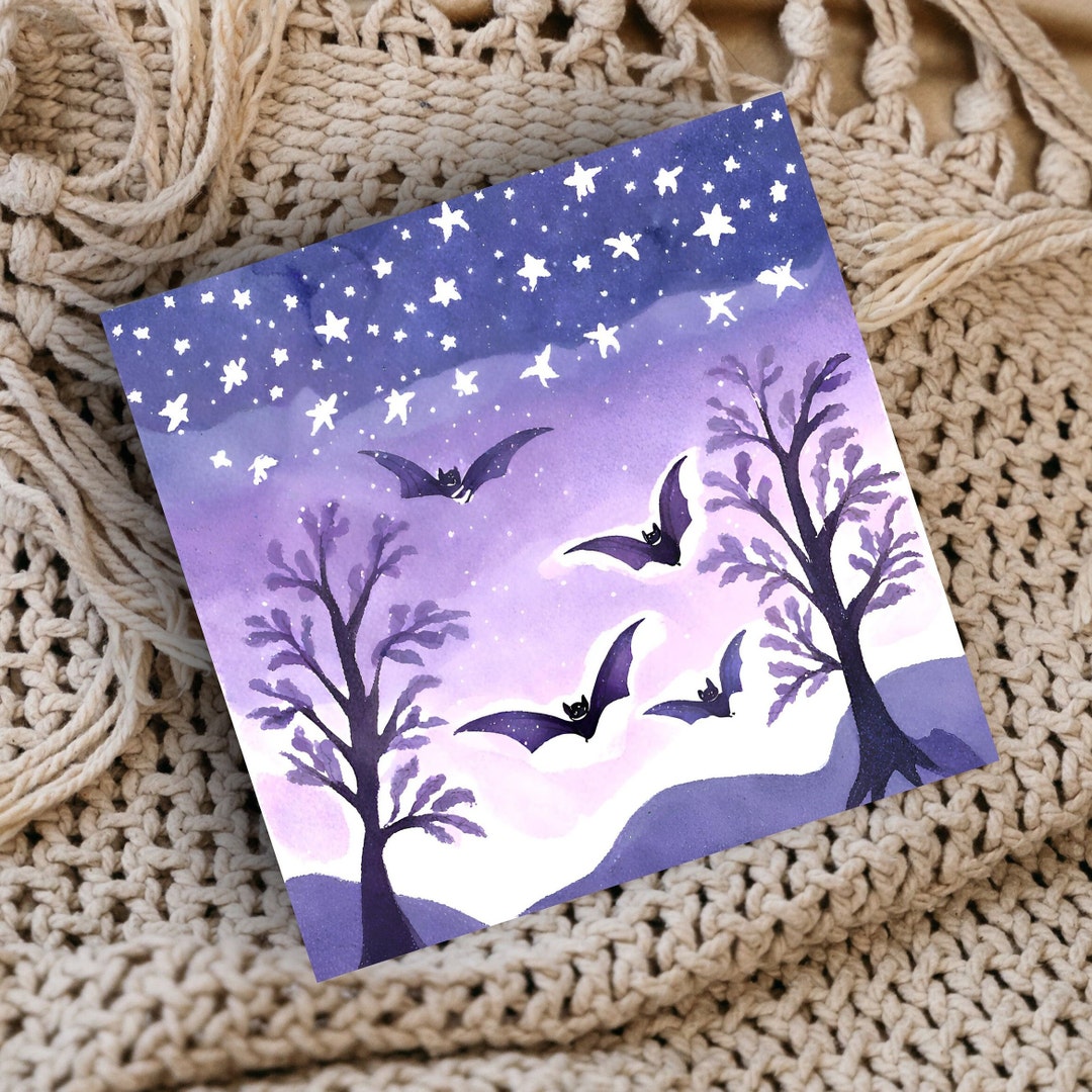 Stars and Bats Witchy Greeting Cards Nocturnal Creatures - Etsy