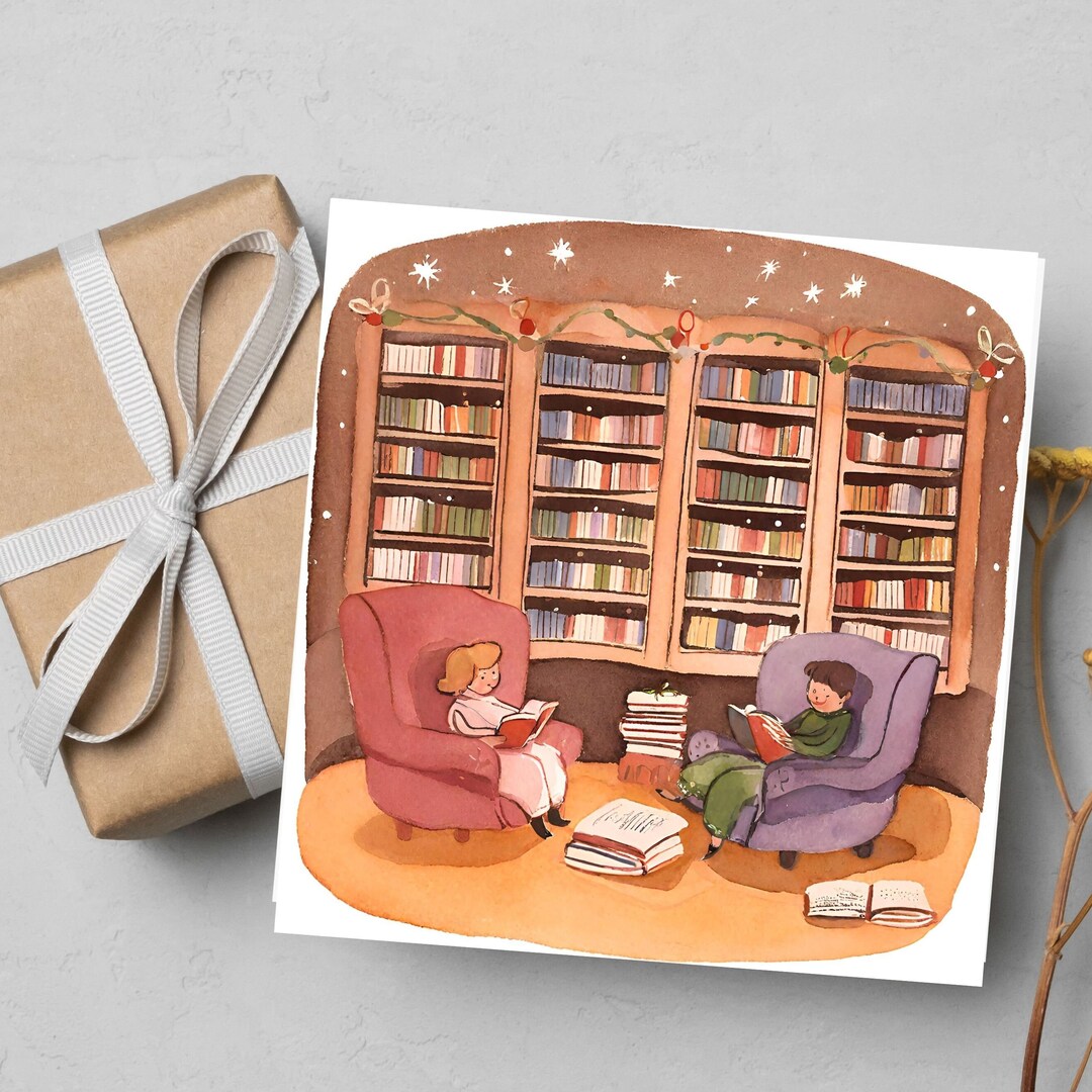 Book Lovers Greetings Card, Cozy Reading Armchair, Watercolour Library ...