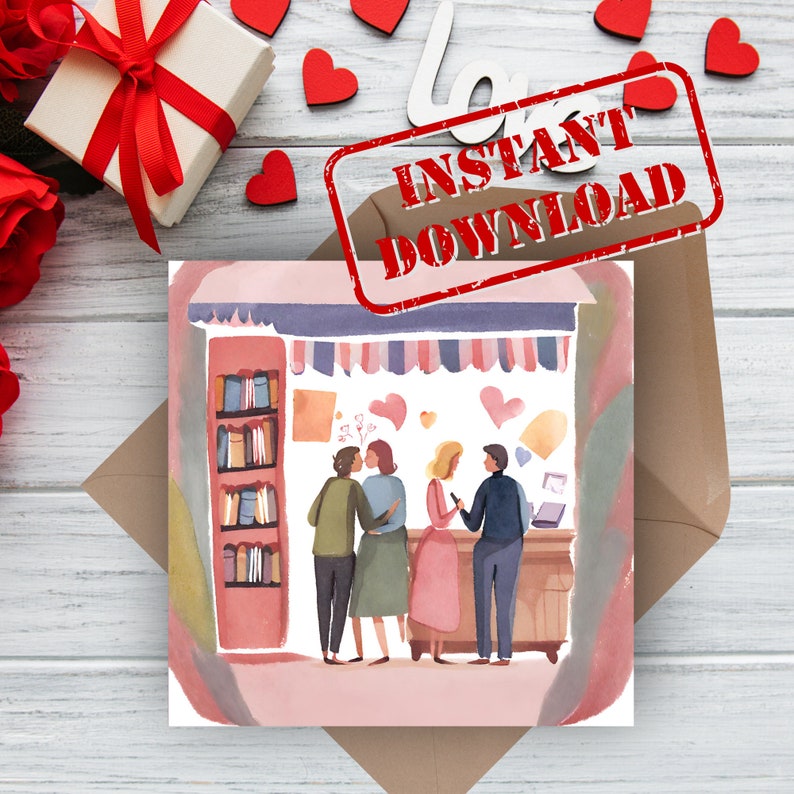 Book Lover Printable Valentine's Card Set of 8 Assorted Bookish Love ...