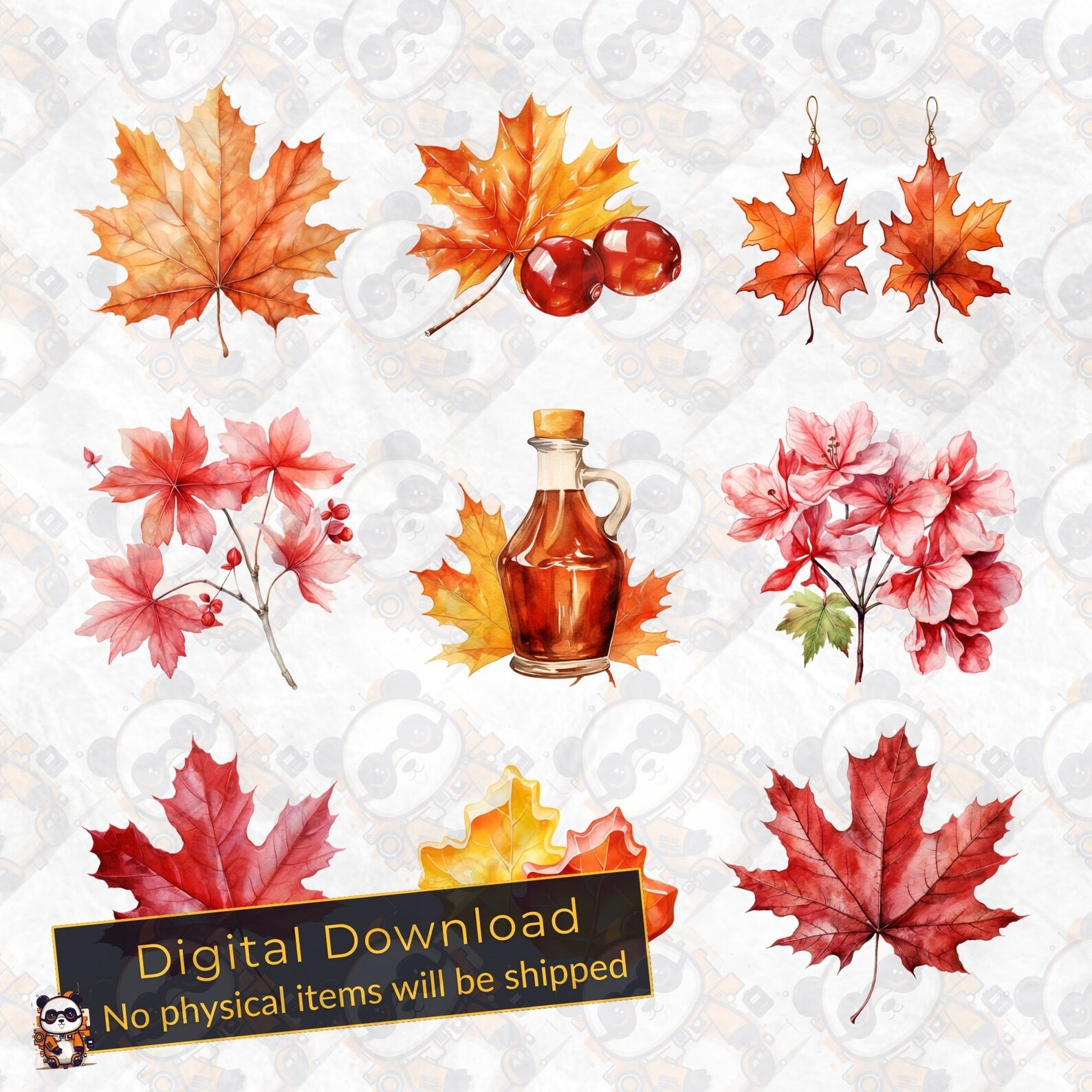 Watercolor Maple Clipart - Clipart Bundle of Maple Trees and Leaves ...