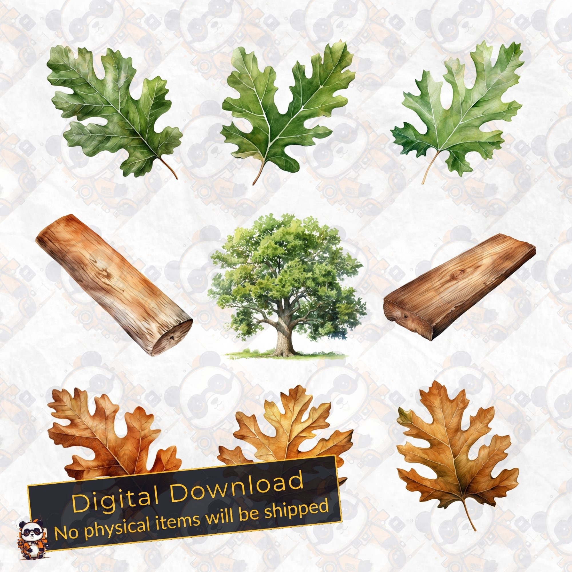 Watercolor Oak Clipart Clipart Bundle of Oak Trees and - Etsy
