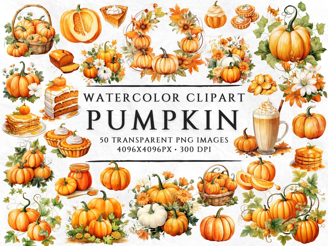 Watercolor Pumpkin Clipart Clipart Bundle of Pumpkins - Etsy