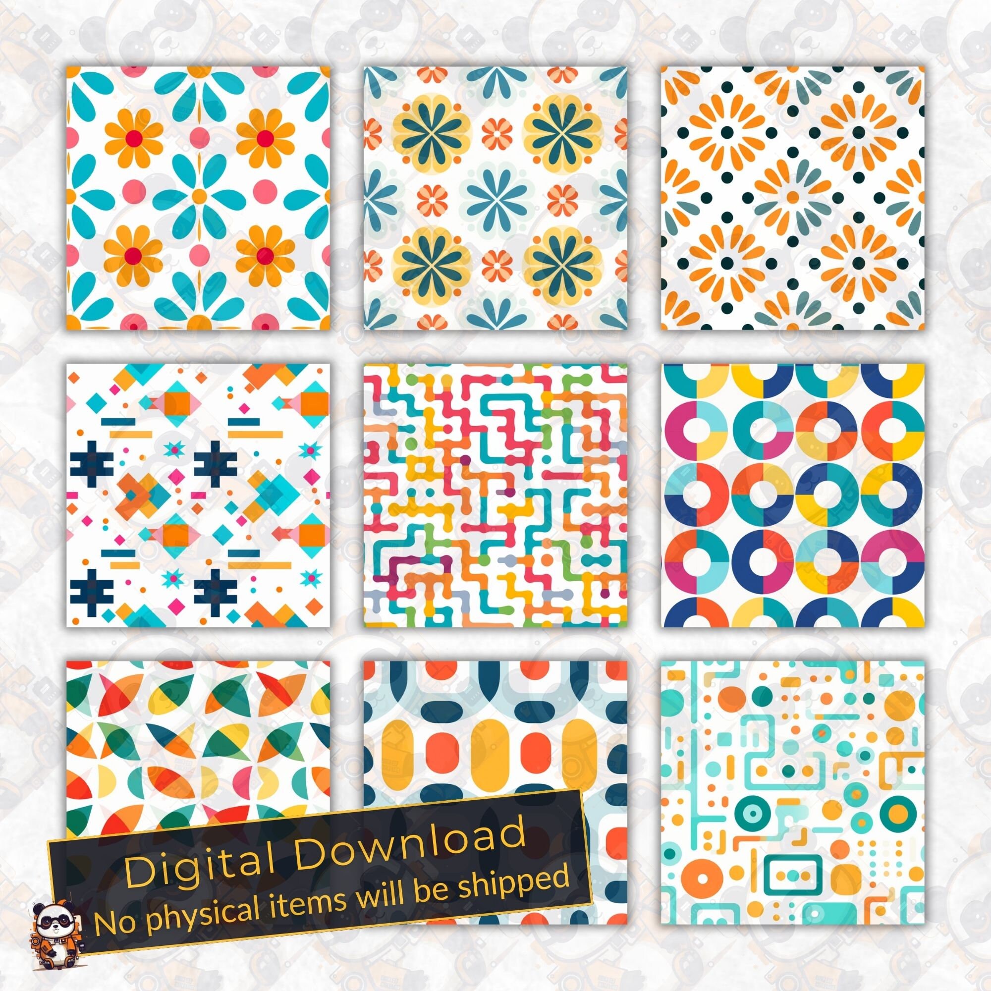 Groovy Patterns Seamless Digital Paper Cute Retro PNG Patterns for ...