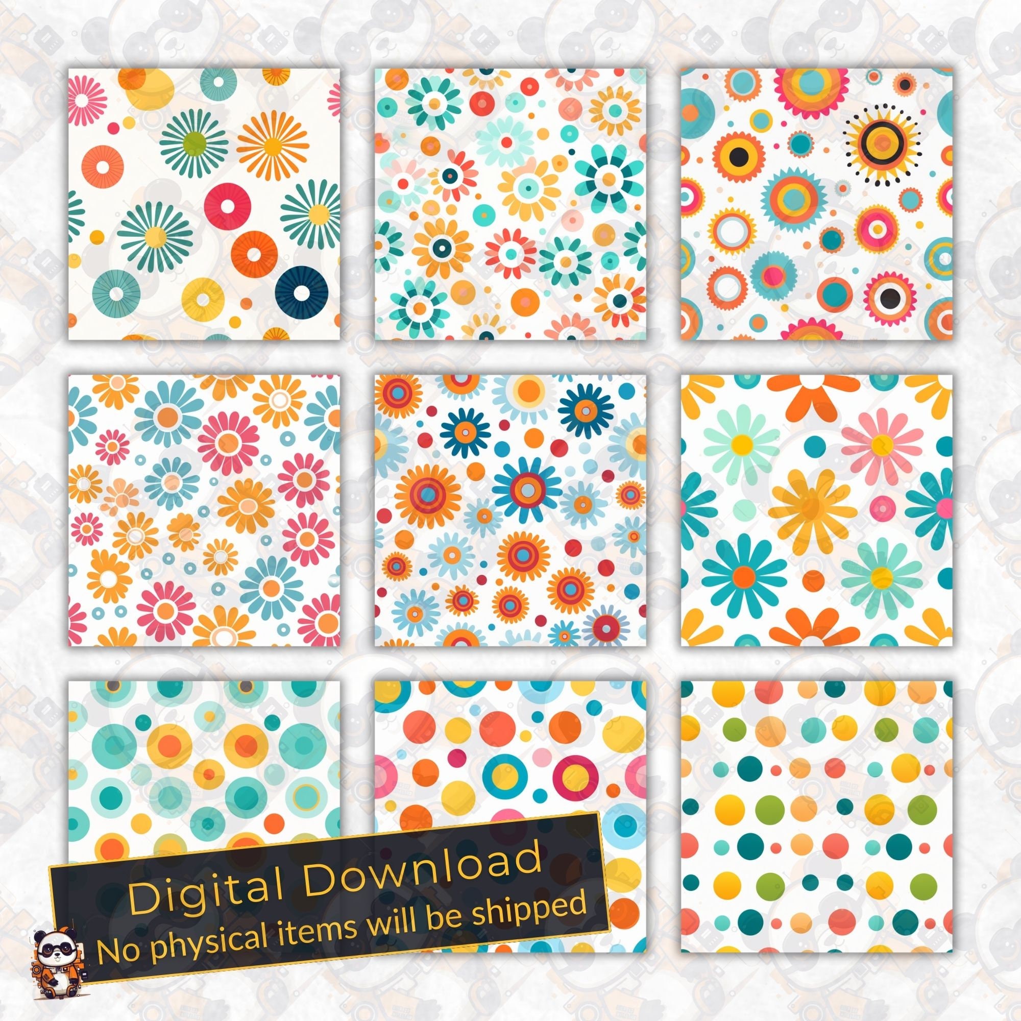 Groovy Patterns Seamless Digital Paper - Cute Retro PNG - Patterns for ...