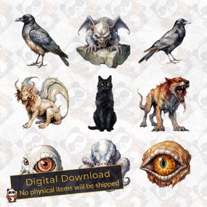 Watercolor Halloween Monsters Clipart Clipart Bundle of Creatures ...