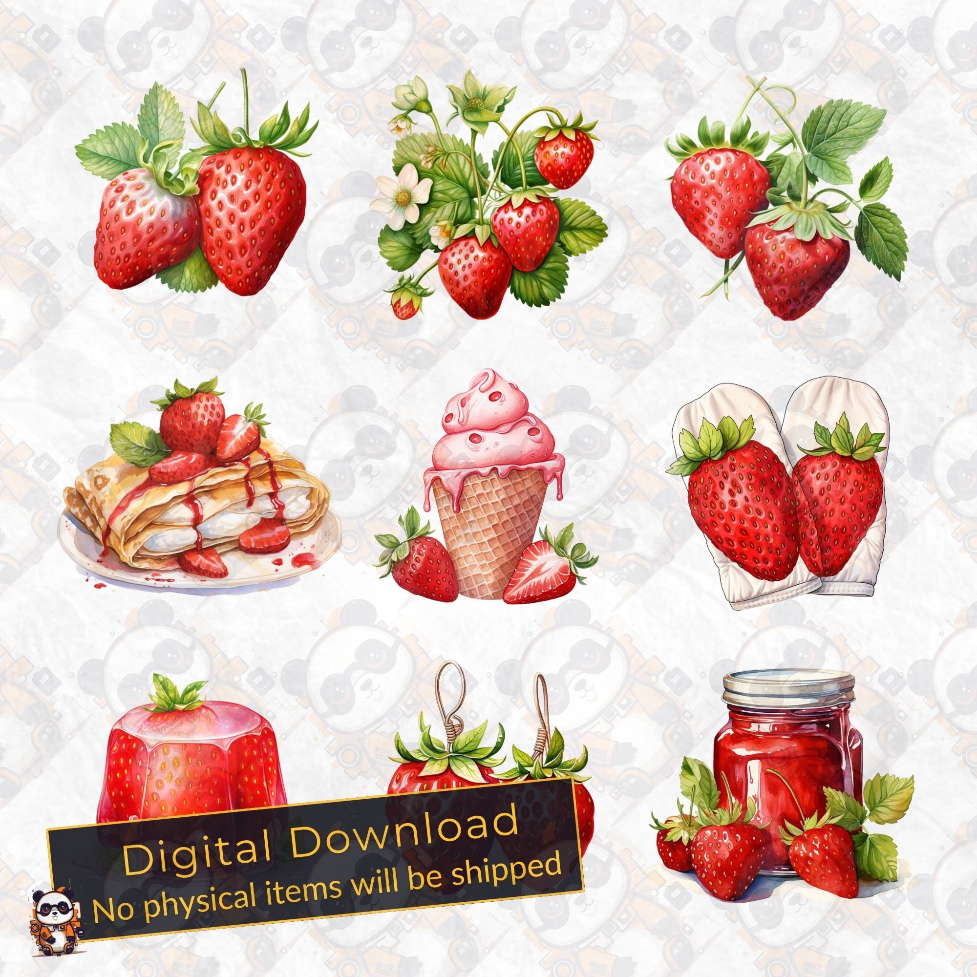 Watercolor Strawberry Clipart Clipart Bundle of Strawberries - Etsy