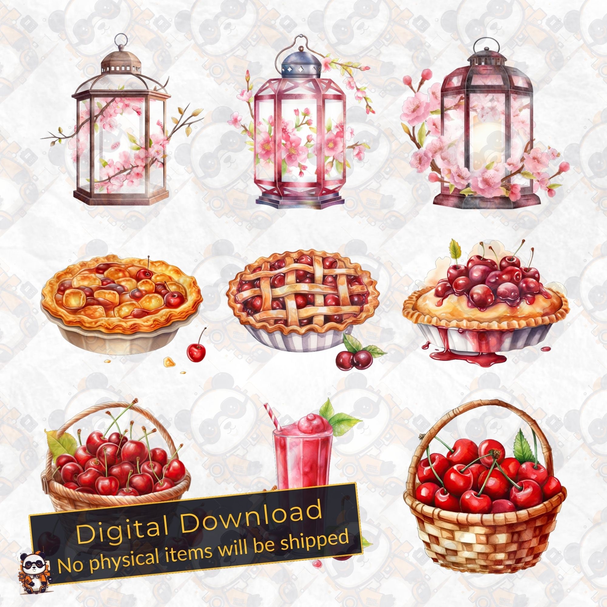 Watercolor Cherry Clipart - Clipart Bundle of Cherries - Cherry PNG for ...