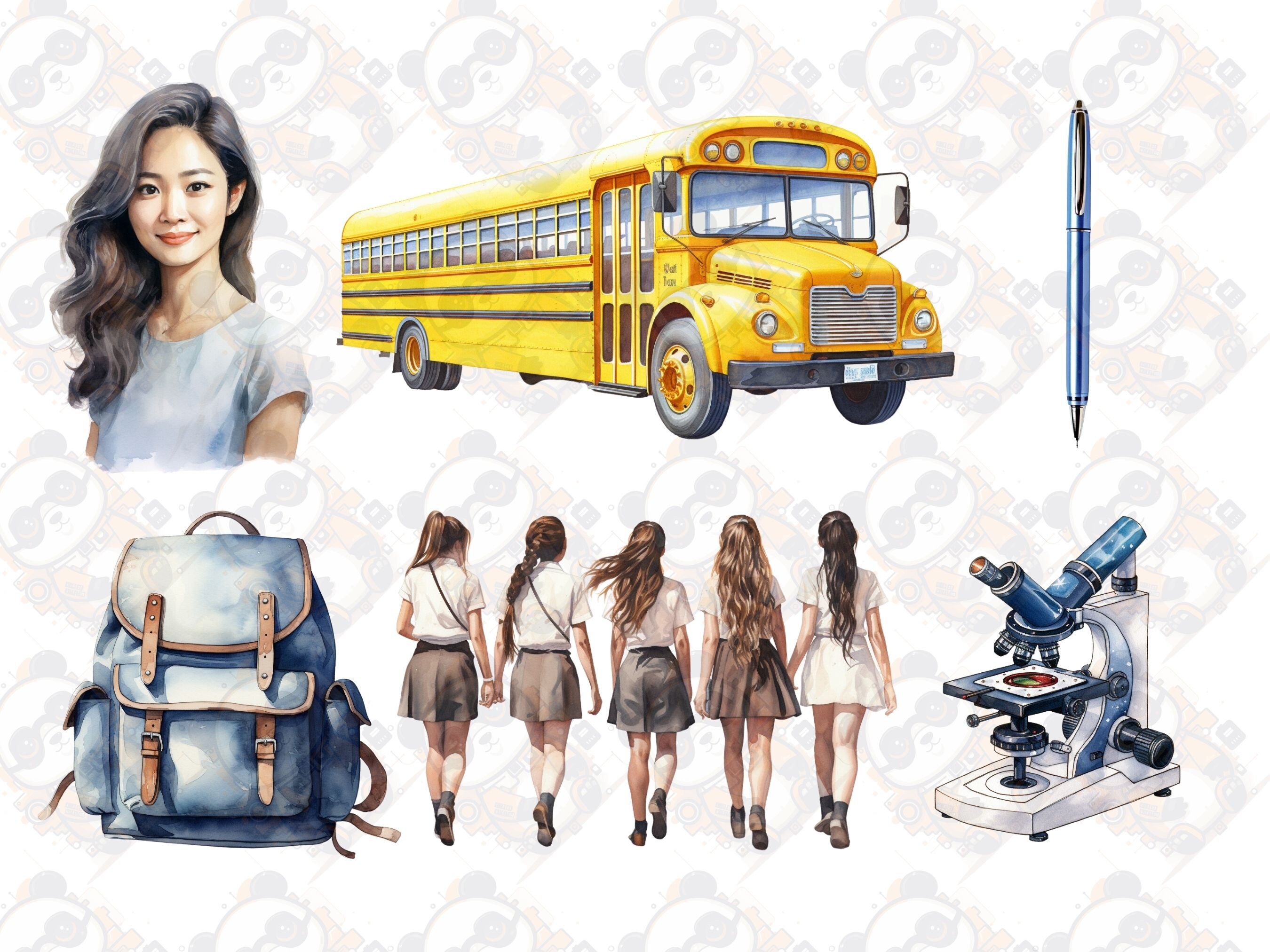 Watercolor School Clipart Clipart Bundle of School Children - Etsy UK