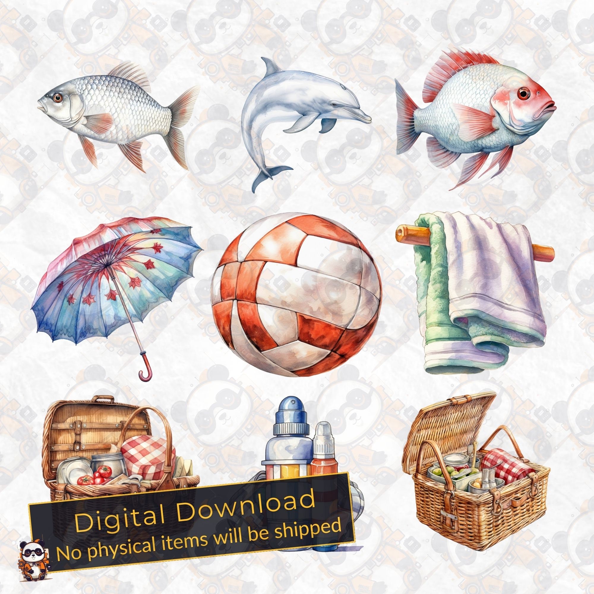 Watercolor Beach Clipart Clipart Bundle of Summer Beach Vacation and ...