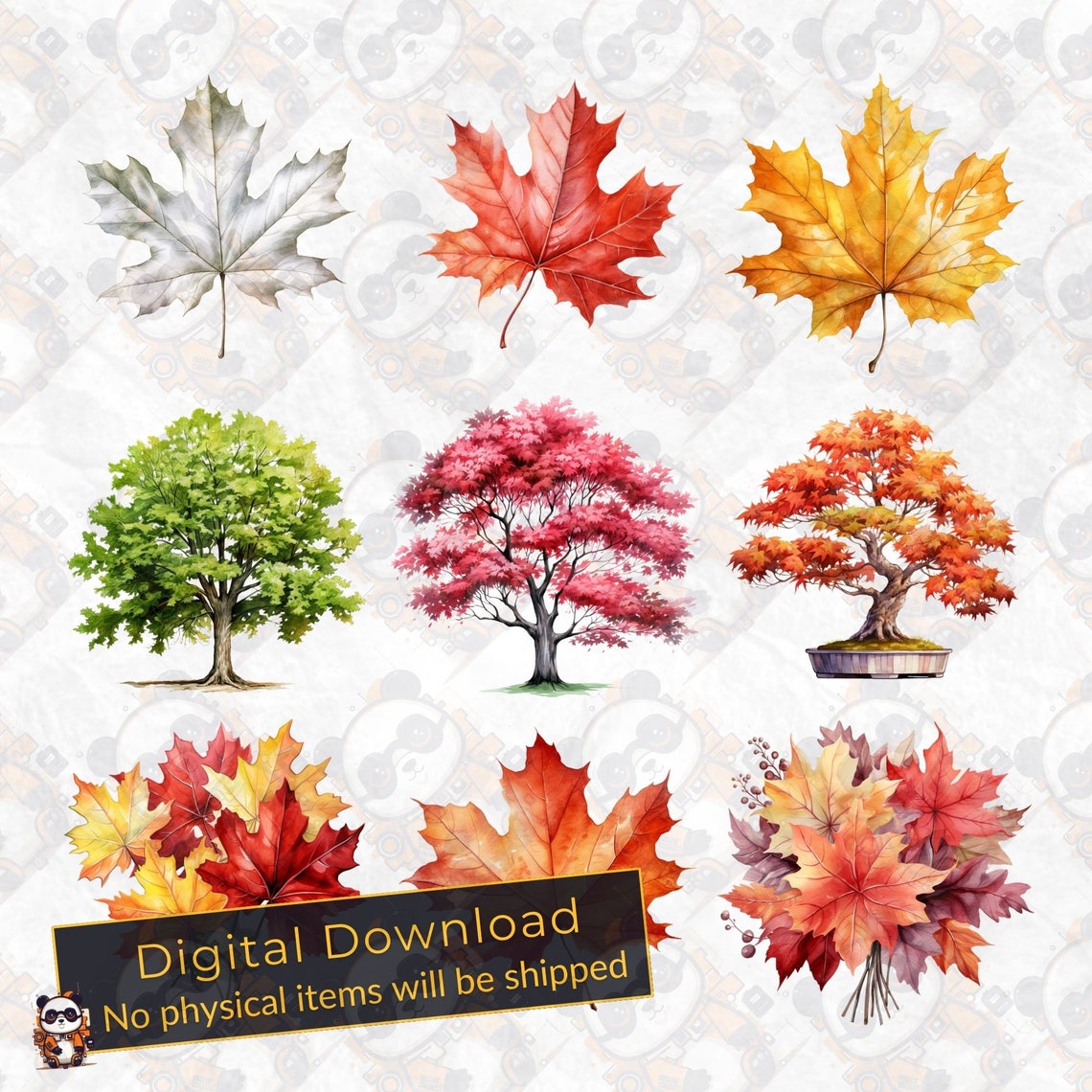 Watercolor Maple Clipart - Clipart Bundle of Maple Trees and Leaves ...