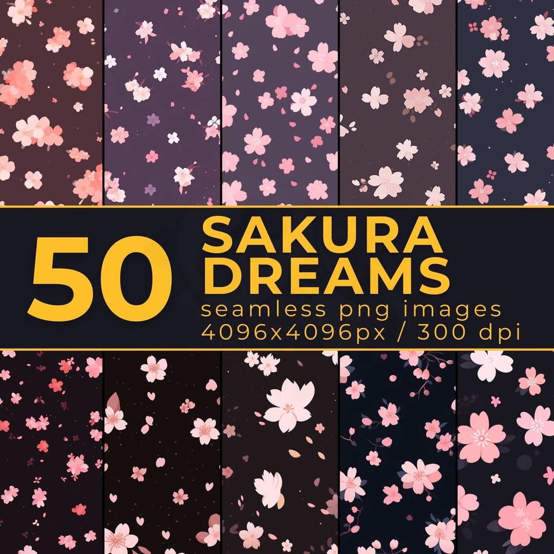 Sakura Dreams Seamless Digital Paper - Cute Anime PNG - Patterns for ...