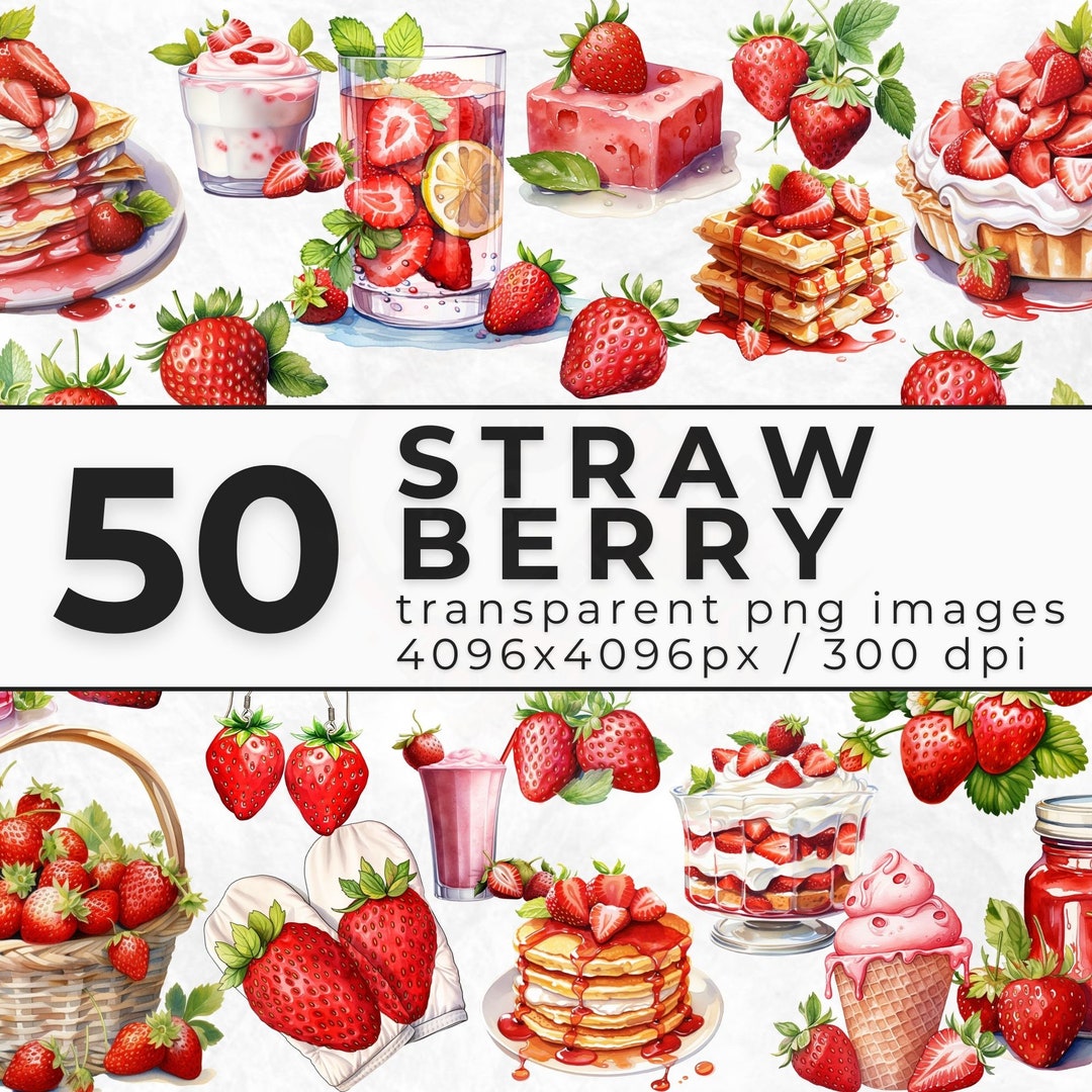 Watercolor Strawberry Clipart - Clipart Bundle of Strawberries ...