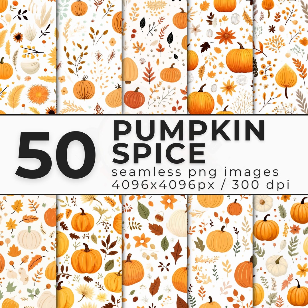 Pumpkin Spice Seamless Digital Paper - Cute Autumn PNG - Patterns for ...