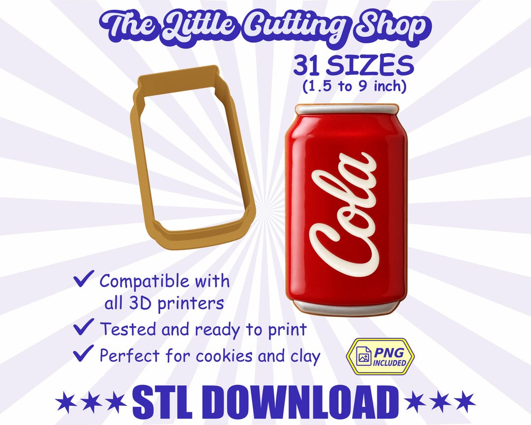 Cola Can Cookie Cutter STL – 3D Printable Baking Tool (digital File) - Etsy